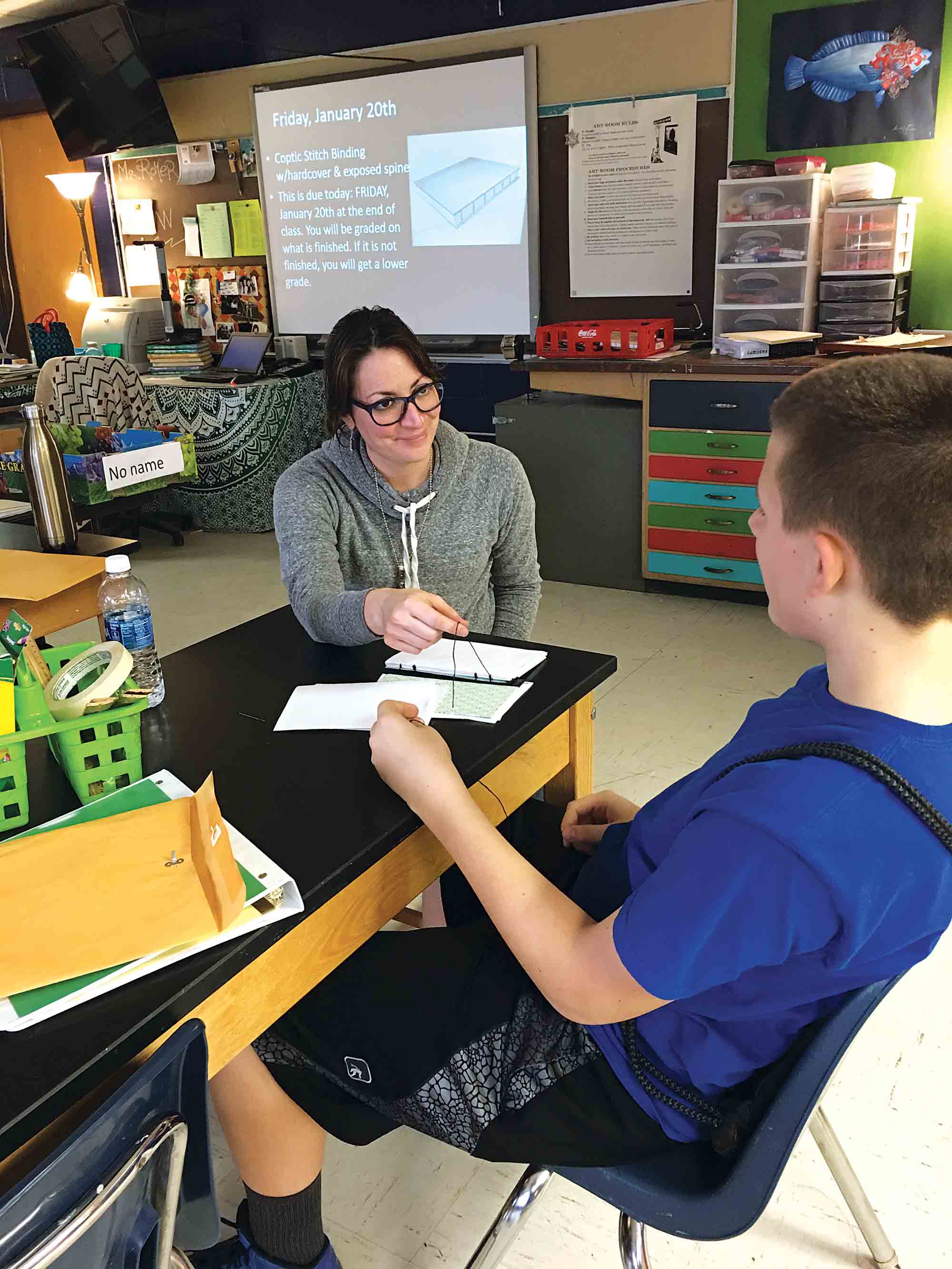 Van Devender Middle School students learn book binding | News, Sports, Jobs - News and Sentinel